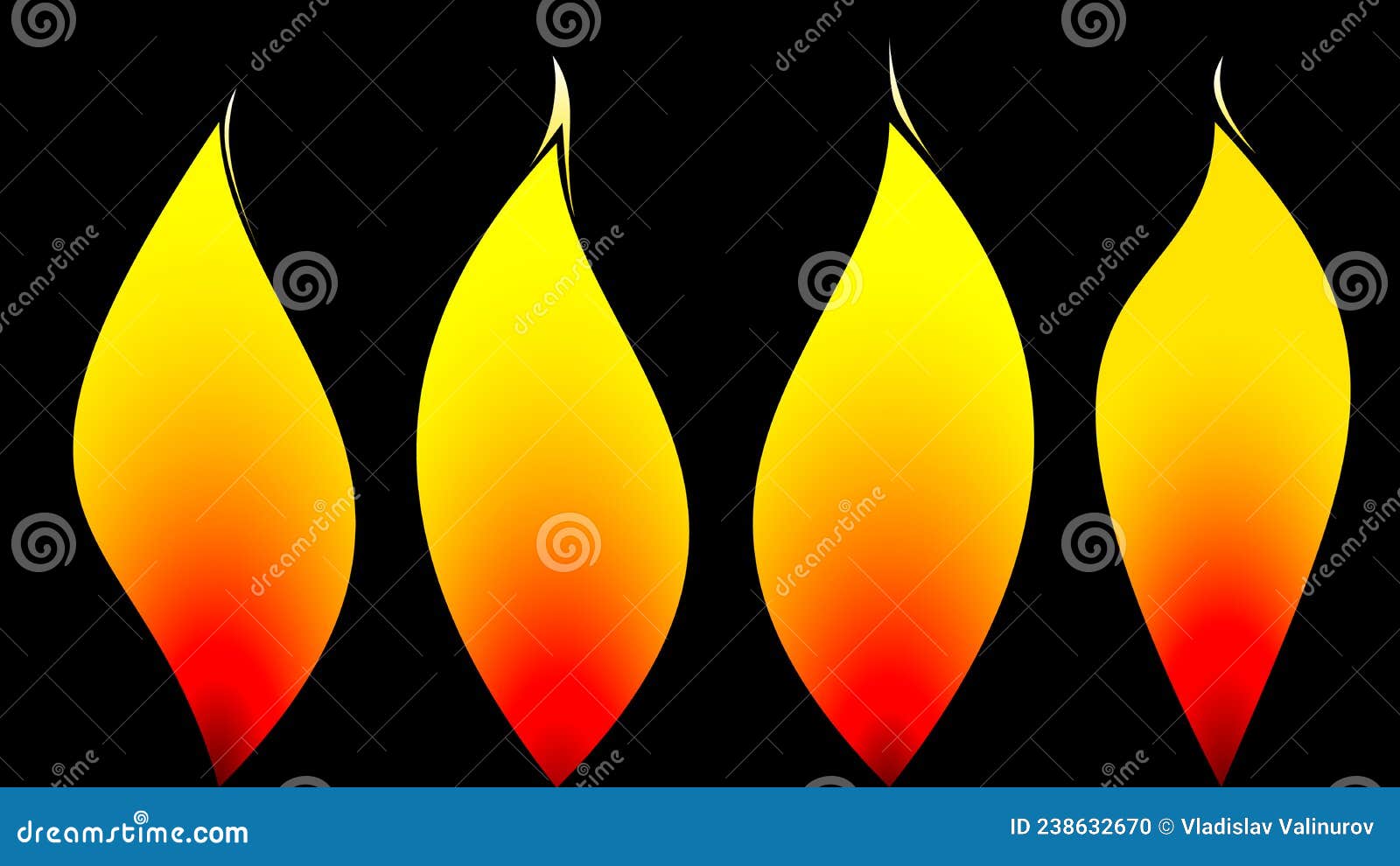Set of Fire Elements, Yellow and Red Stock Illustration - Illustration ...