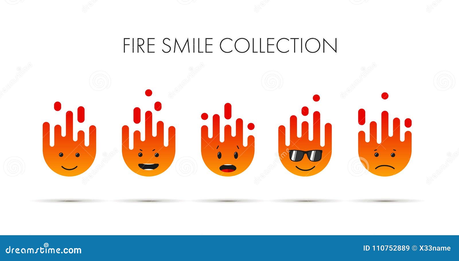 Set Of Fire Emoticons, Icon Pack, Emoji Isolated On White Background ...