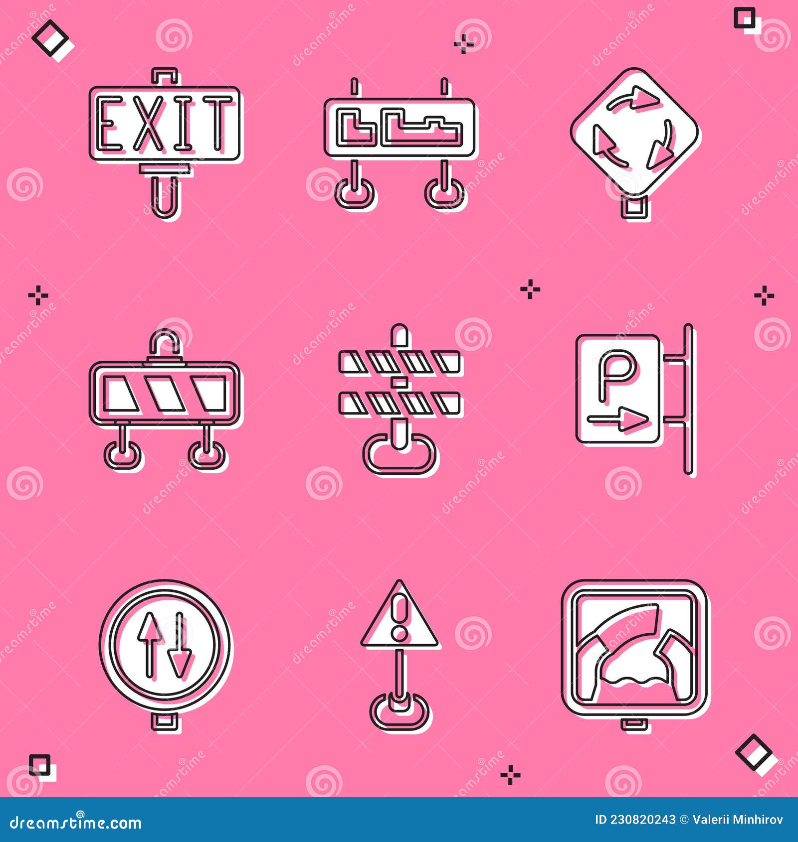 Set Fire Exit, Road Traffic Sign, Roundabout, Barrier, Parking, Warning ...