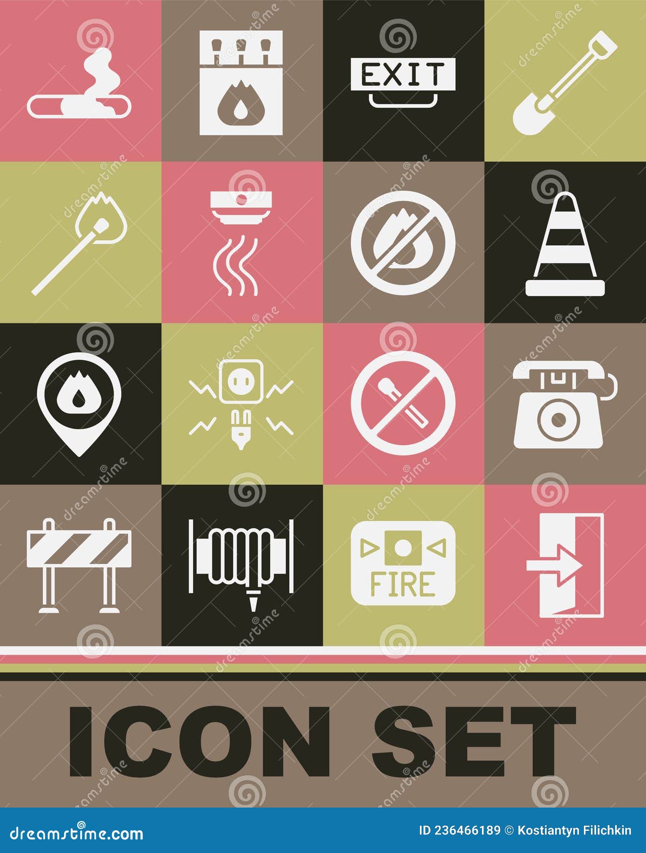 Set Fire Exit, Telephone Call 911, Traffic Cone, Smoke Alarm System ...
