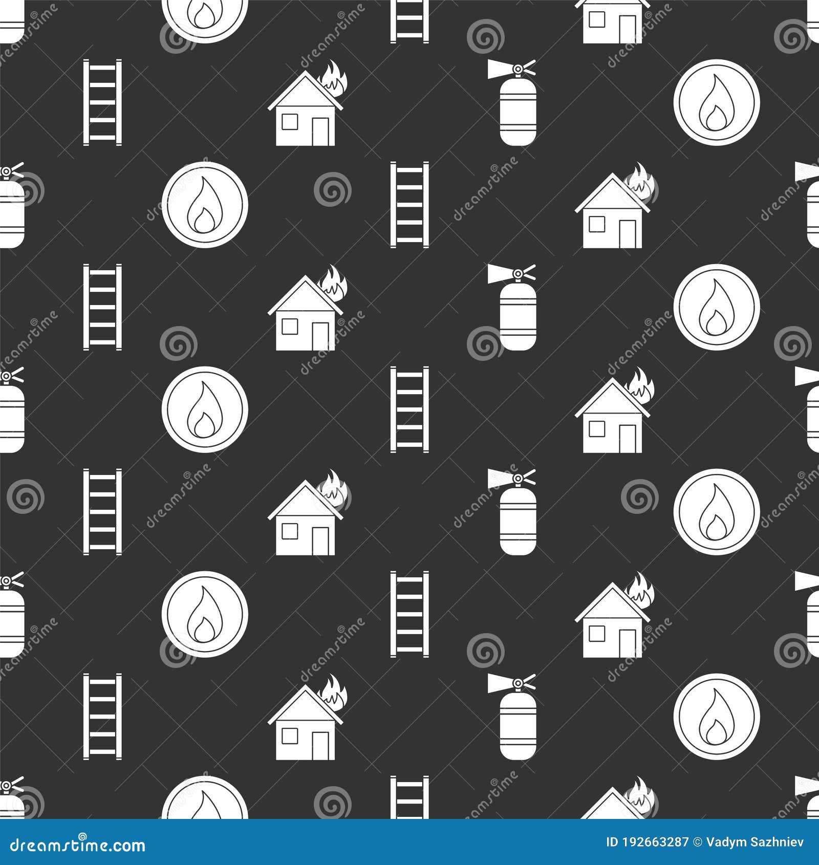 Set Fire Extinguisher, Fire Flame, Fire Escape and Fire in Burning ...