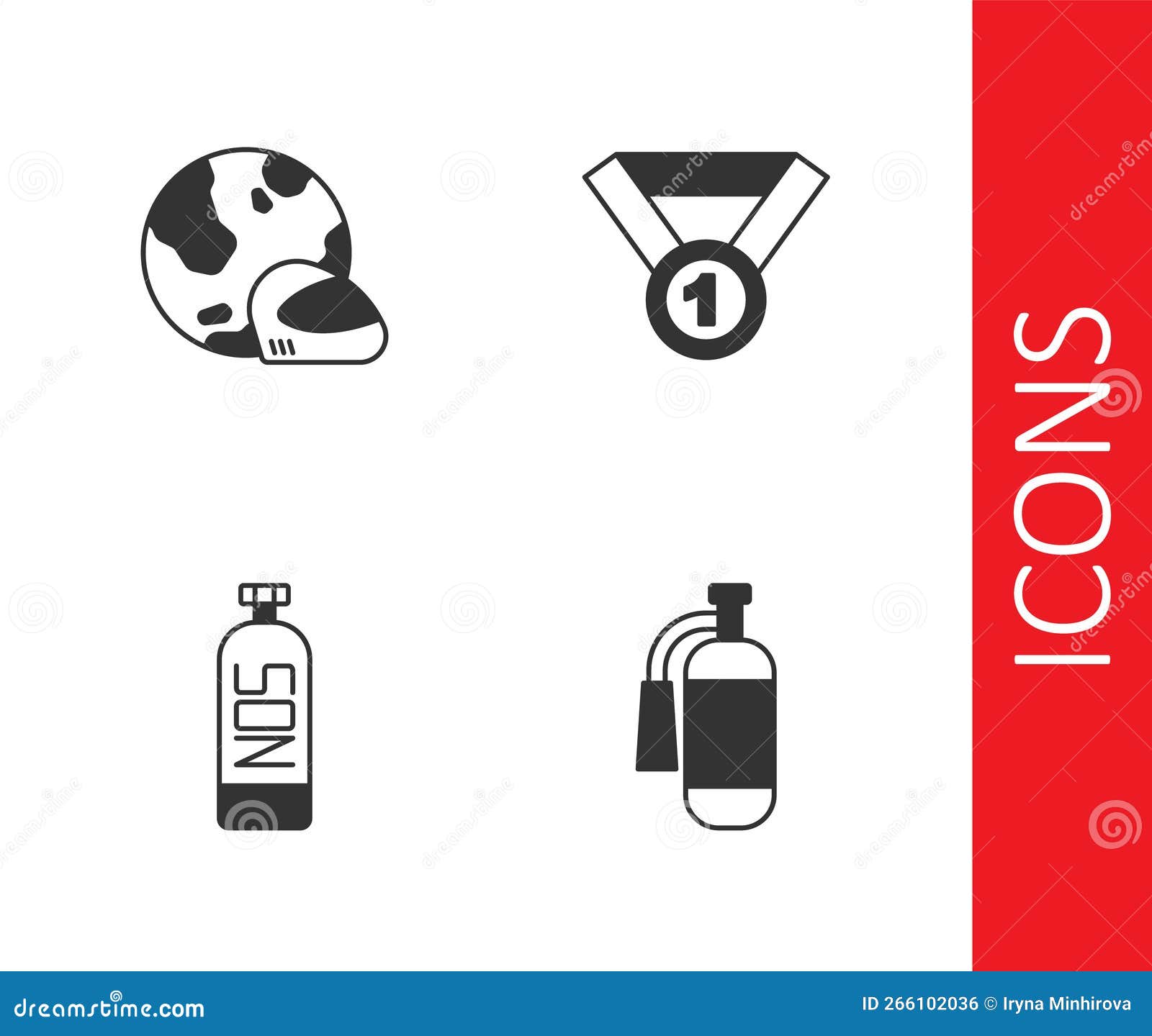 Set Fire Extinguisher, Racing Helmet, Nitrous Oxide and Medal Icon ...