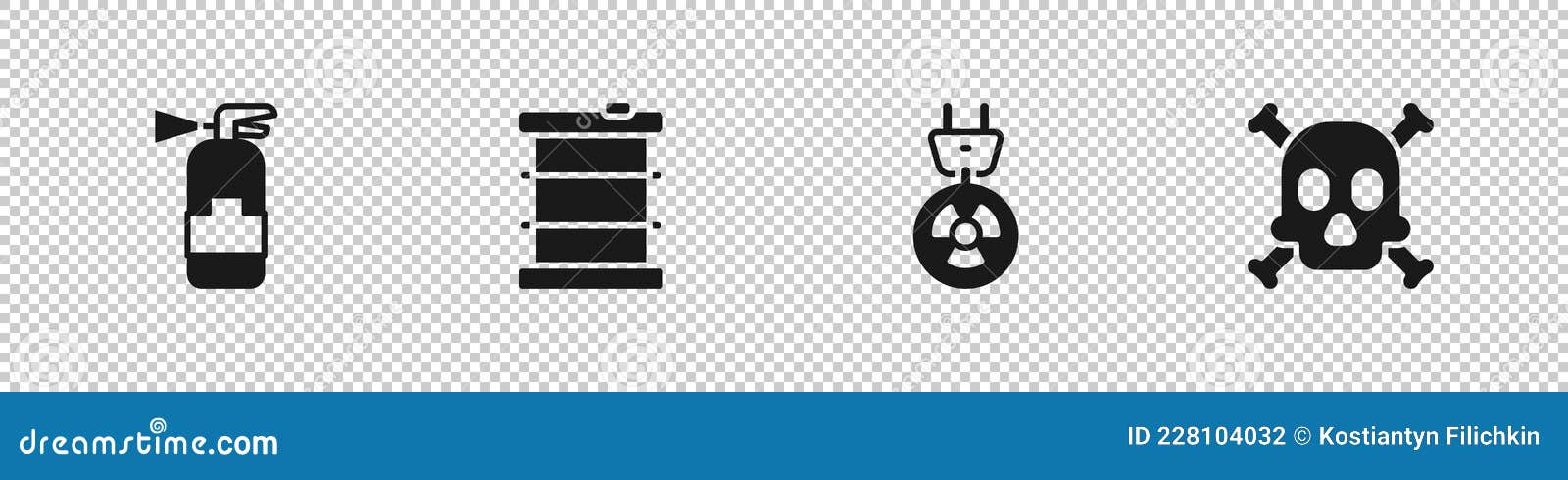 Set Fire Extinguisher, Radioactive Waste Barrel, Radiation Electrical ...