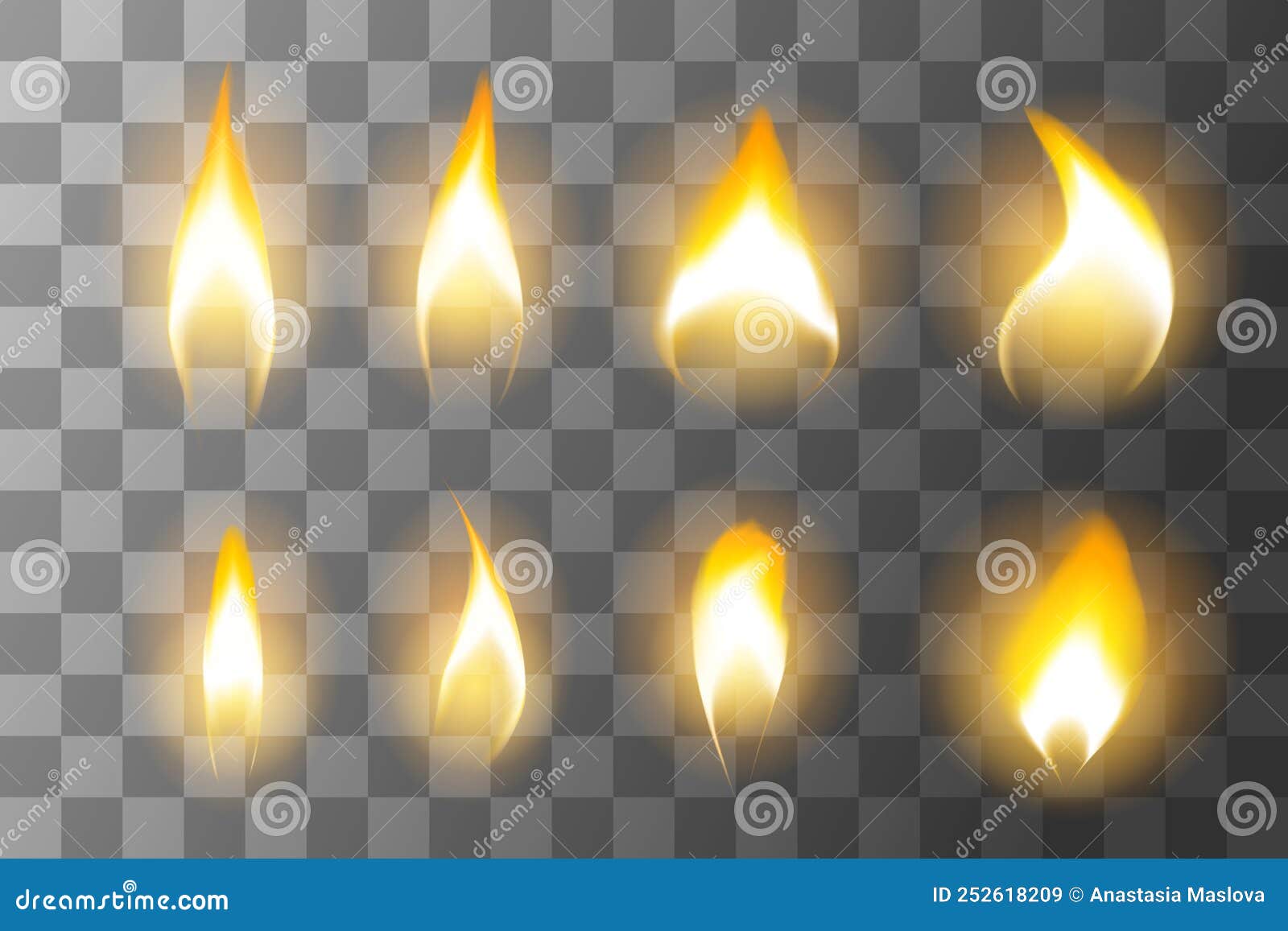 Set of Fire Flame Light Effect Vector Illustration Isolated on ...