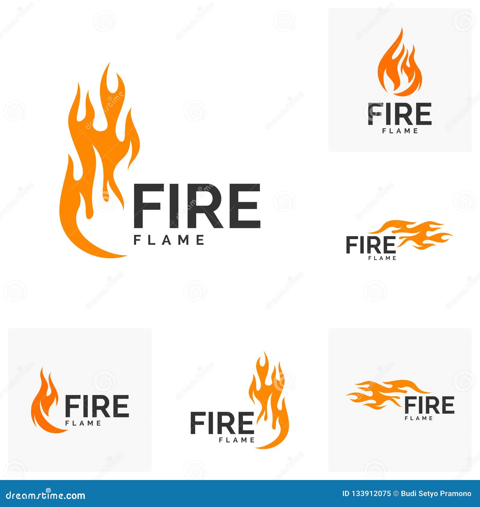 Set of Fire Flame Logo Design Vector. Hot Logo Template Stock Vector ...