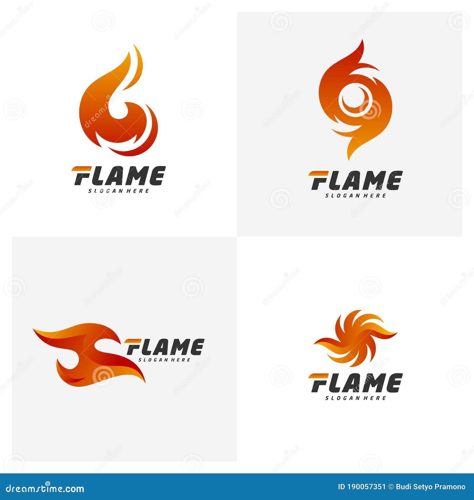 Set of Fire Flame Logo Design Vector Template. Red Drop Logotype ...