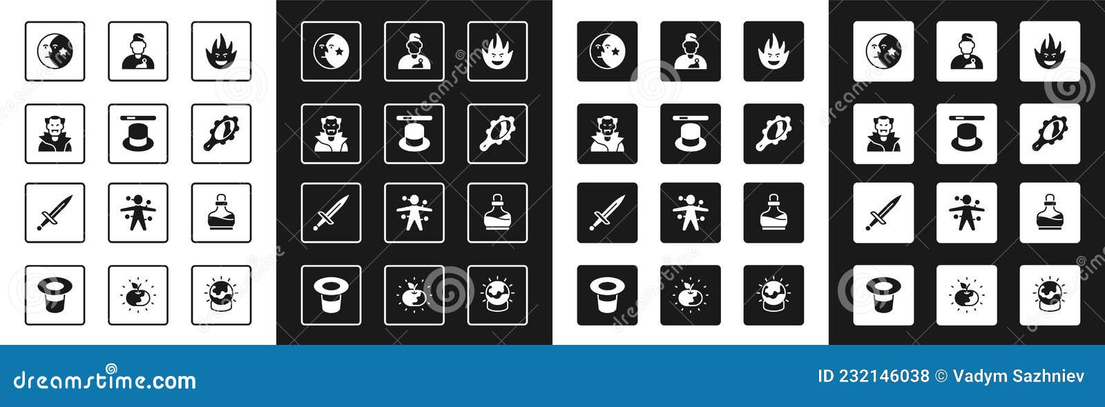 Set Fire Flame, Magic Hat and Wand, Vampire, Moon Stars, Hand Mirror ...