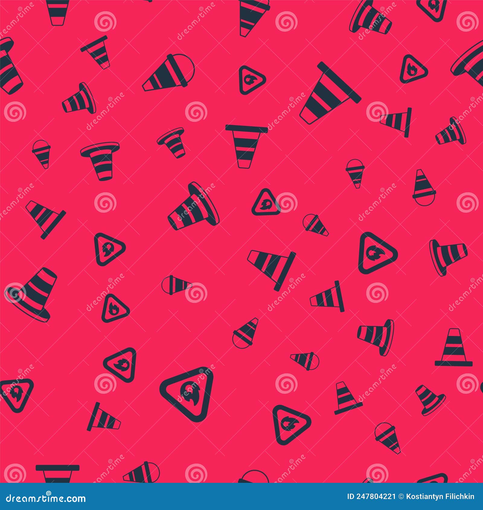 Set Fire Flame in Triangle, Cone Bucket, Traffic and on Seamless ...
