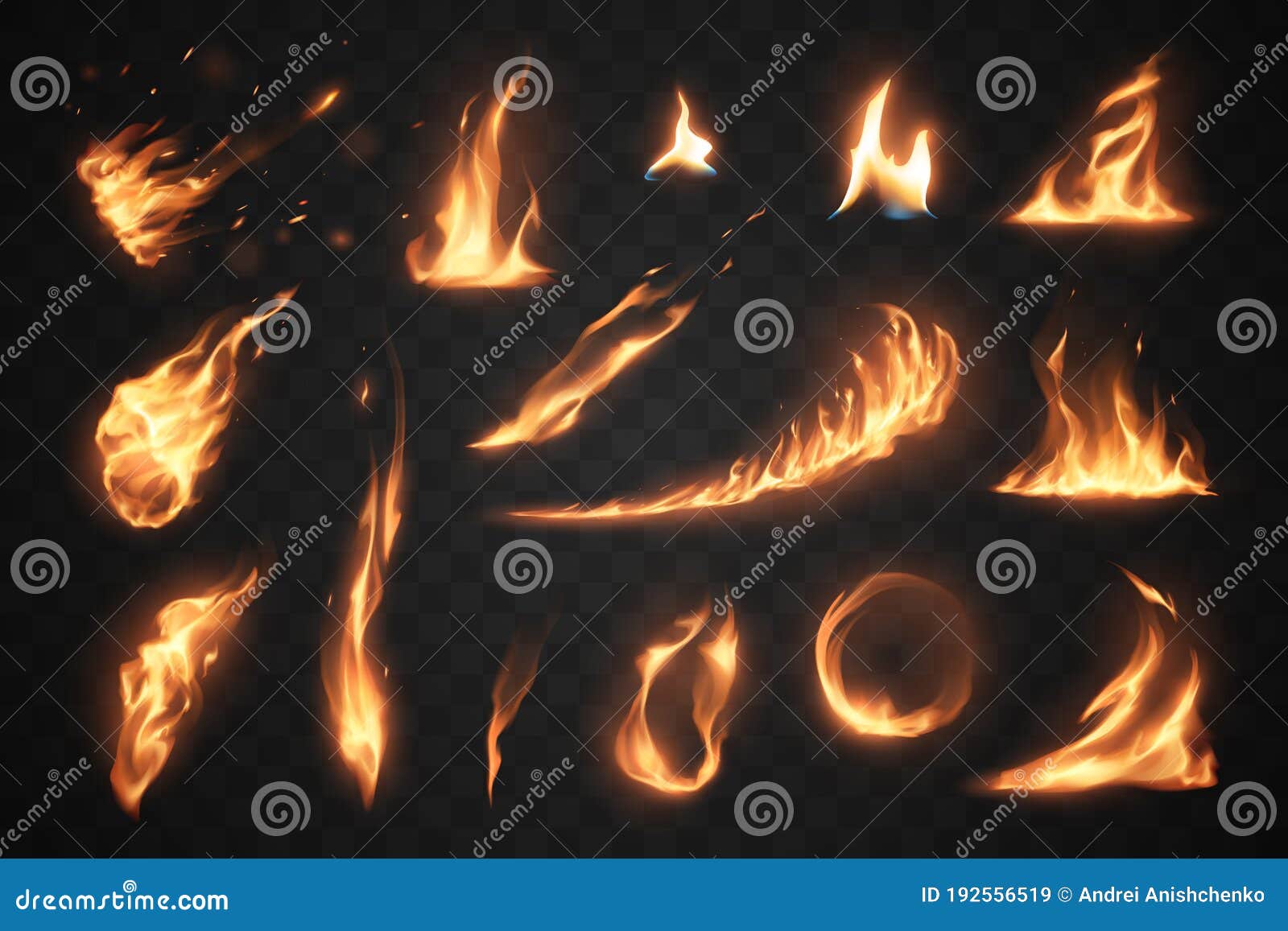 Fire Transparent Translucent Flame Torch Vector Illustration ...