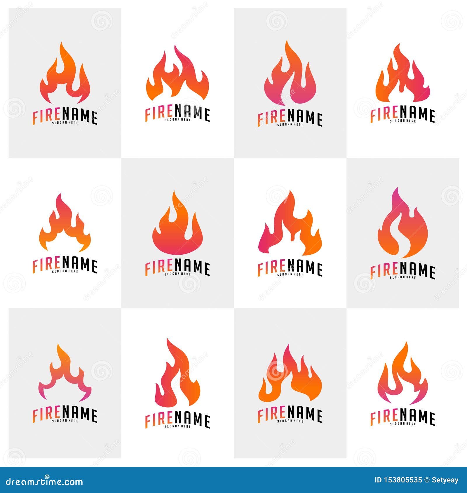 Set of Fire Flames Logo Vector. Logo Design Inspiration Vector Icons ...