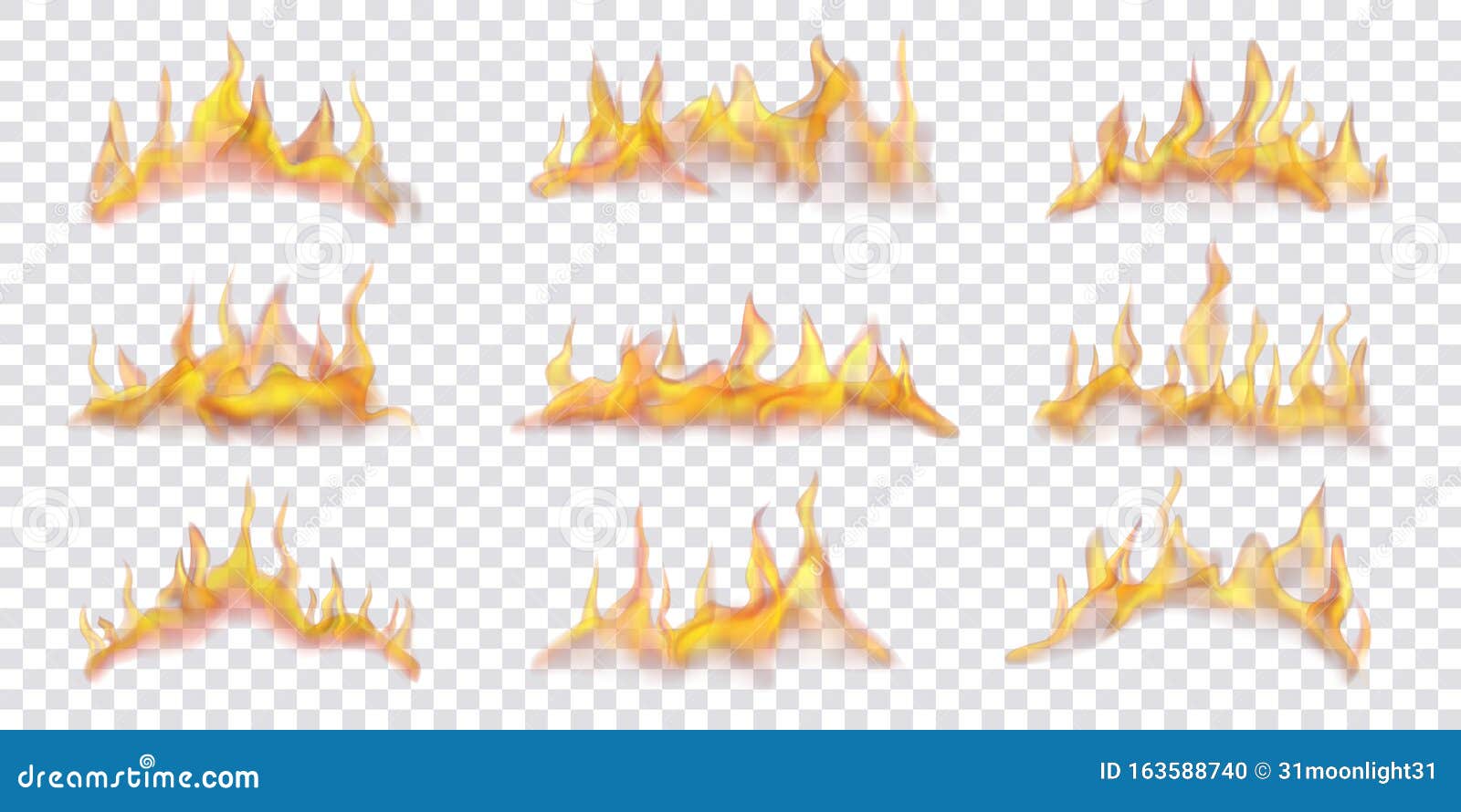 Horizontal Fire Flame For Light Background Vector Illustration ...