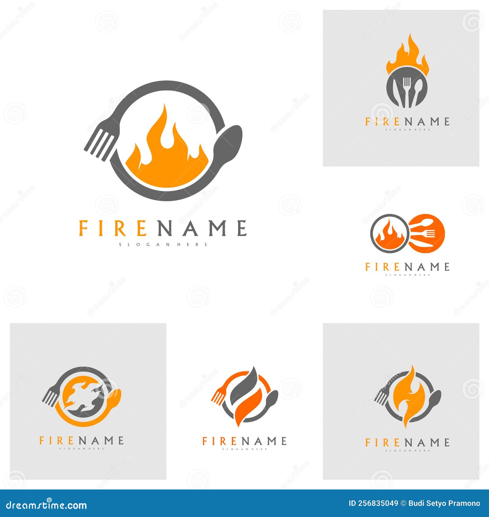 Set of Fire Food Logo Template, Hot Food Logo Designs Concept Vector ...