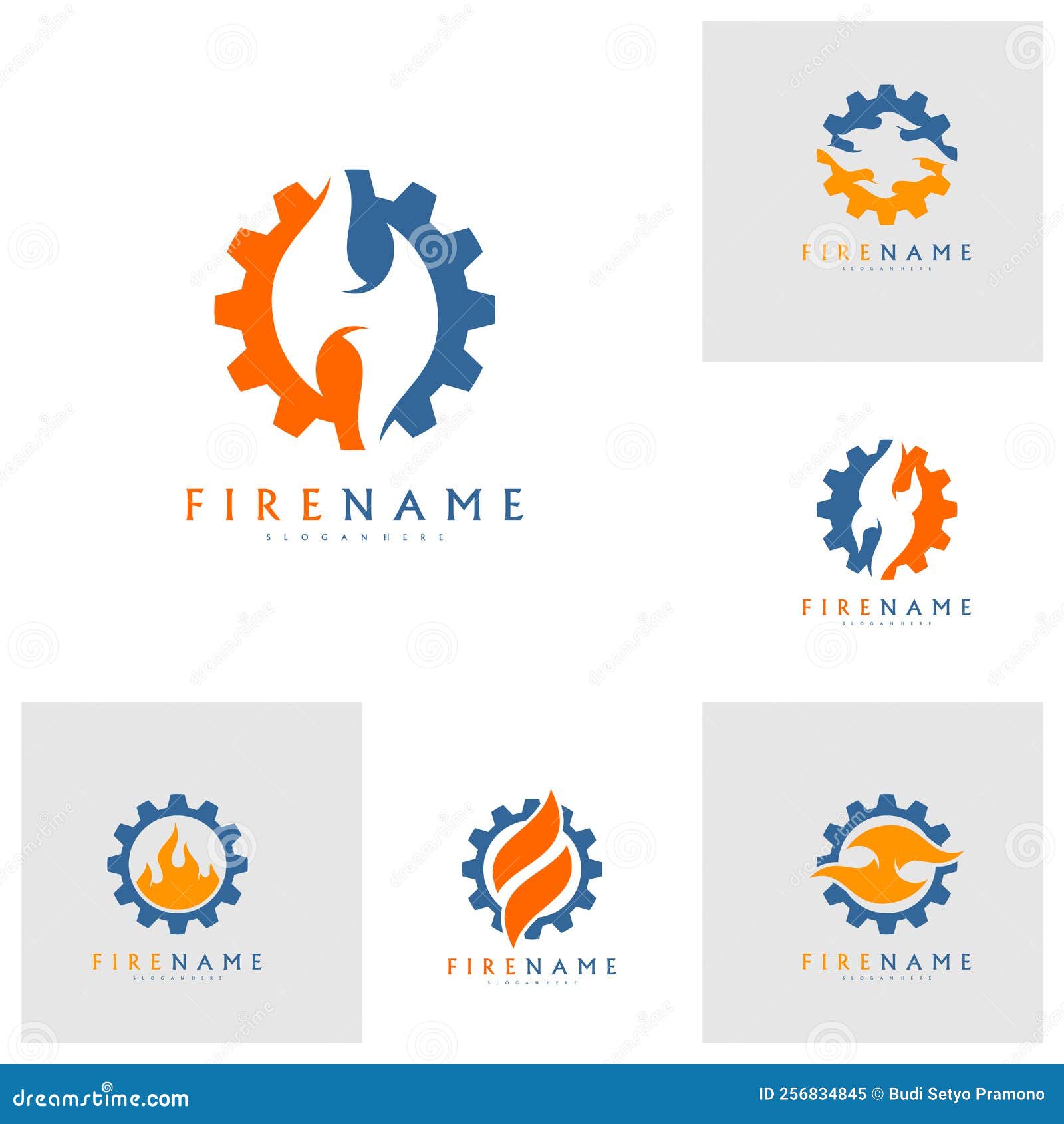 Set of Fire Gear Logo Designs Vector, Fire Industry Logo Template Stock ...
