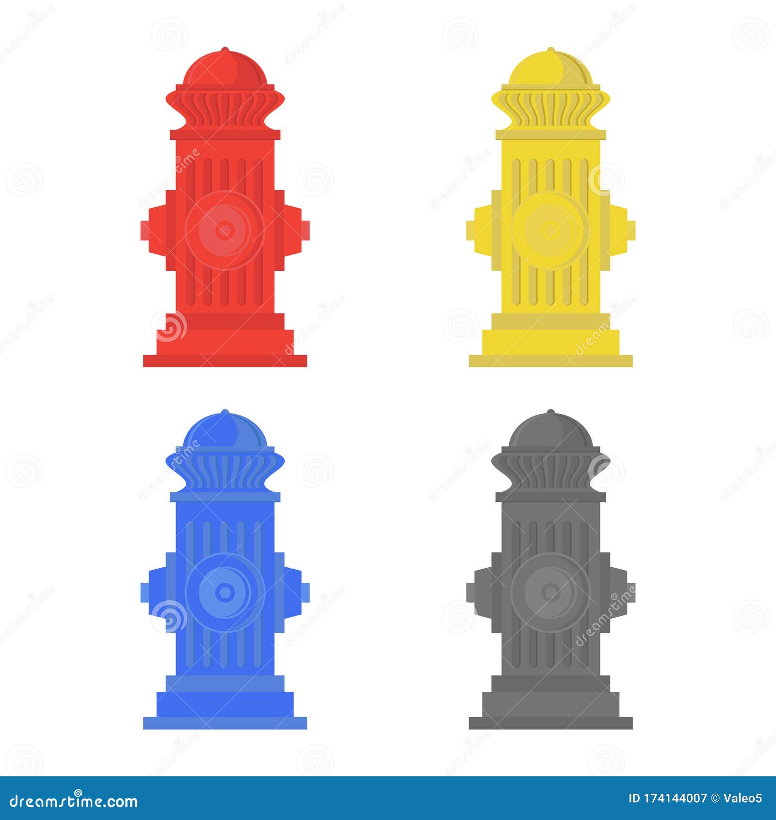 Set of Fire Hydrant Icon Isolated on White Background. Flat Style Logo ...