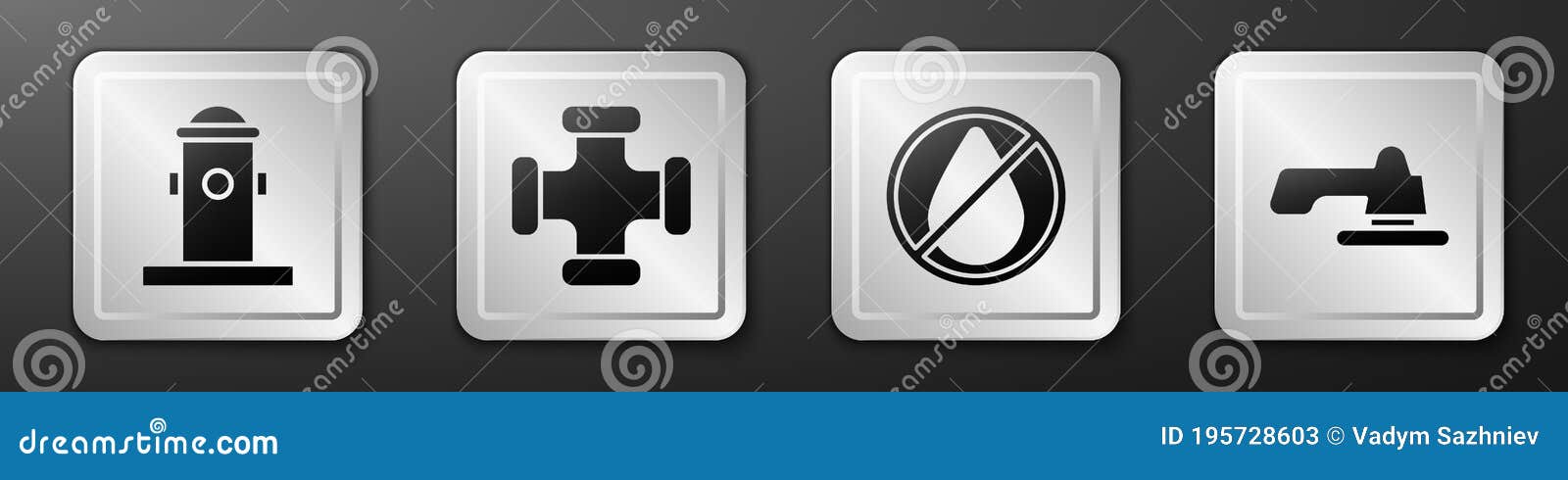 Set Fire Hydrant, Industry Metallic Pipe, Water Drop Forbidden and ...