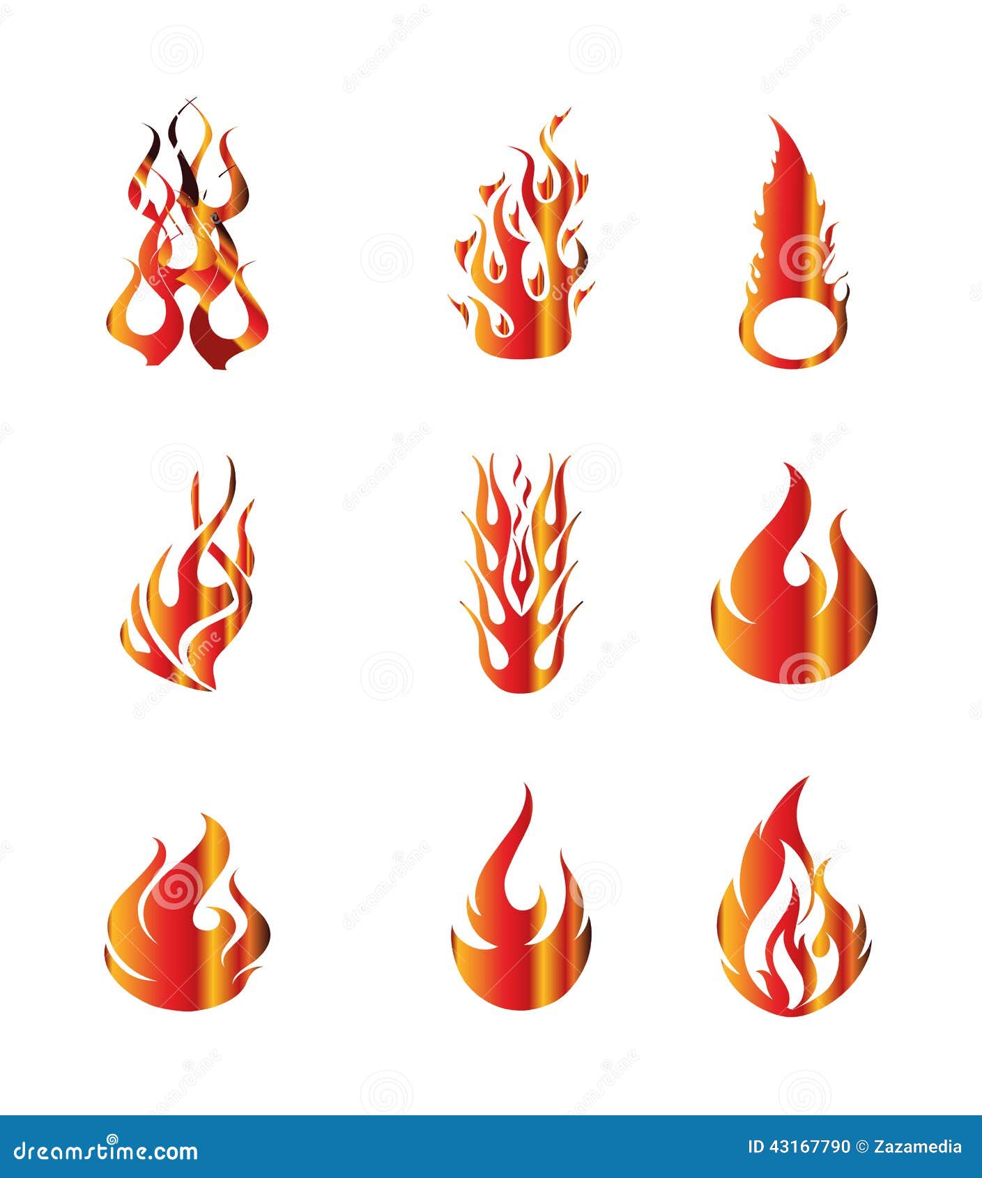 Set of Fire Icons Elements Vector Stock Vector - Illustration of ...