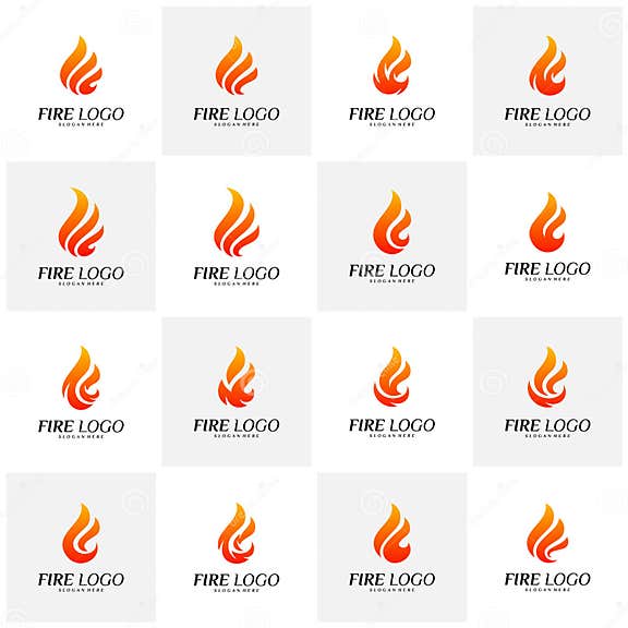 Set of Fire Logo Design Concepts. Flame Logo Template Vector Stock ...