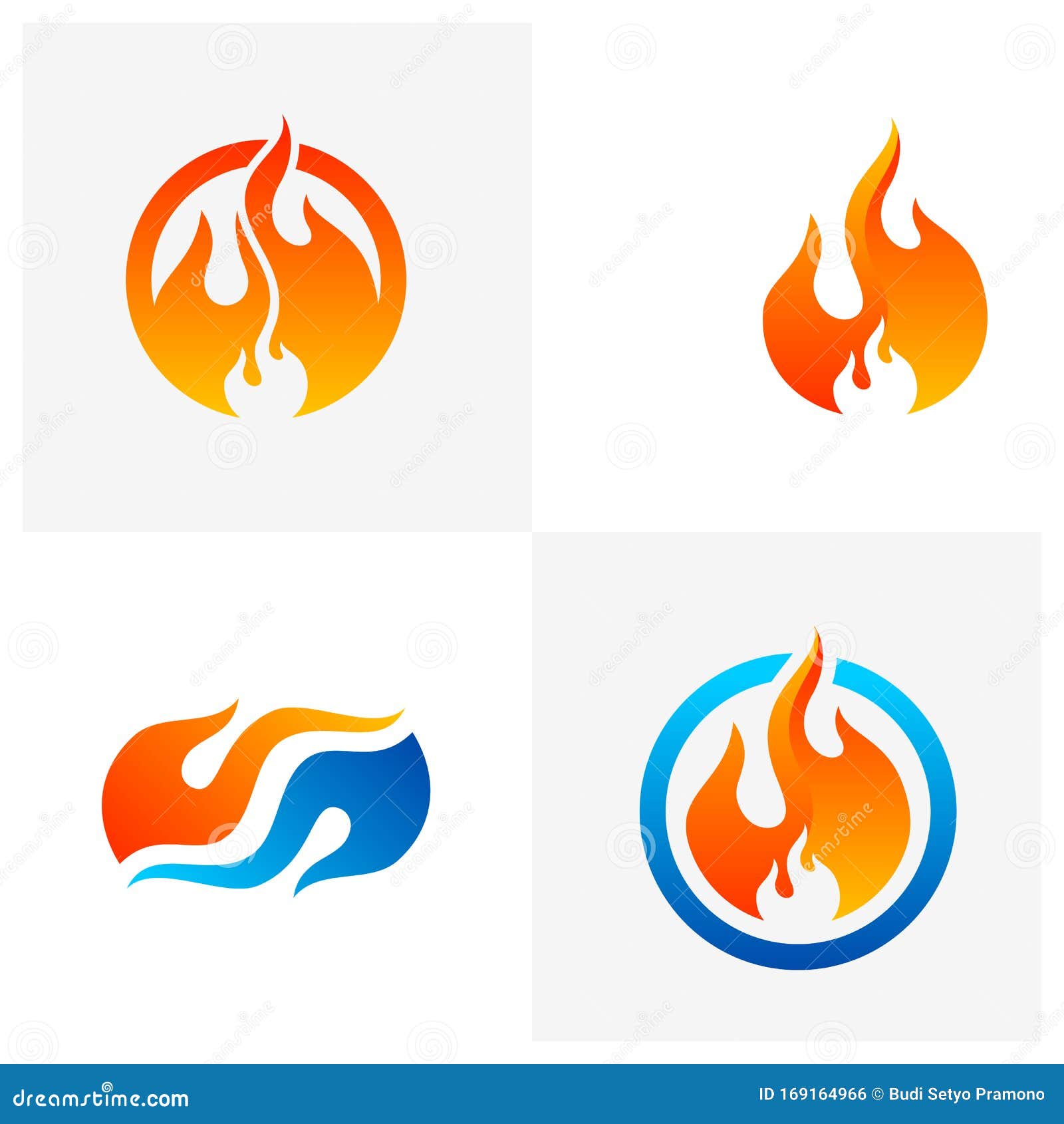 Set of Fire Logo Vector, Flame Logo Design Template, Icon Symbol ...