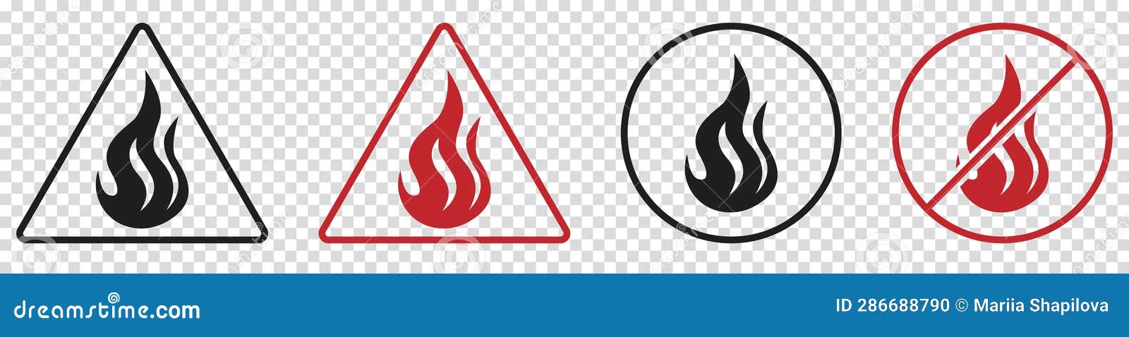 Fire Prohibition Hazard Risk Sign Icon And Stop Flame Ignition Risk ...