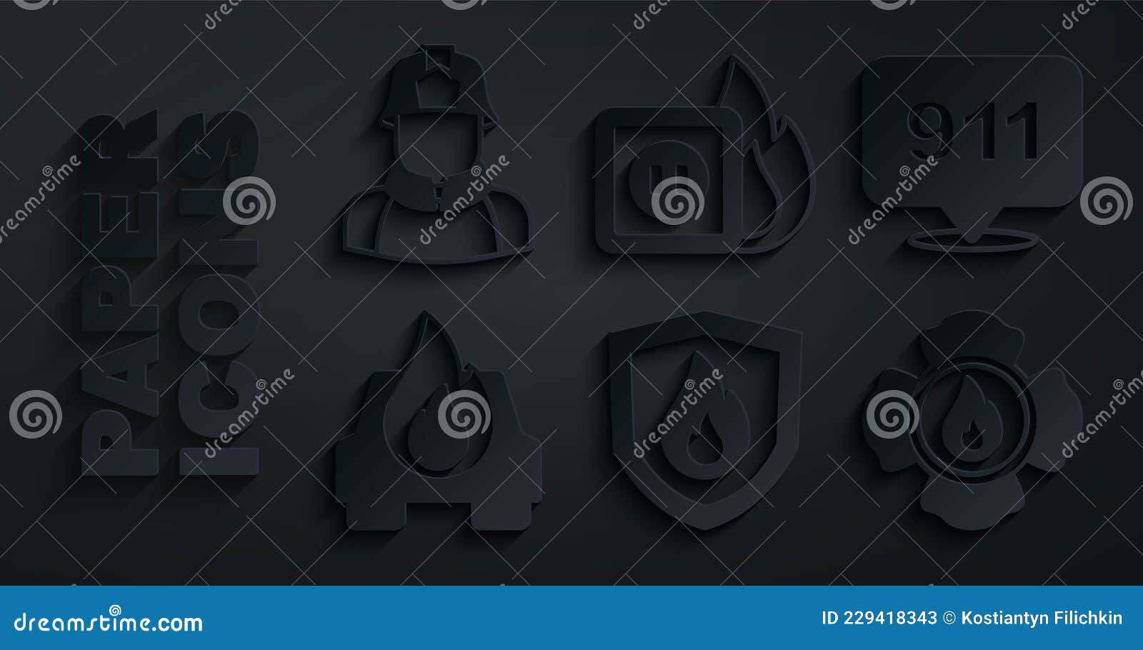 Set Fire Protection Shield, Emergency Call 911, Burning Car ...