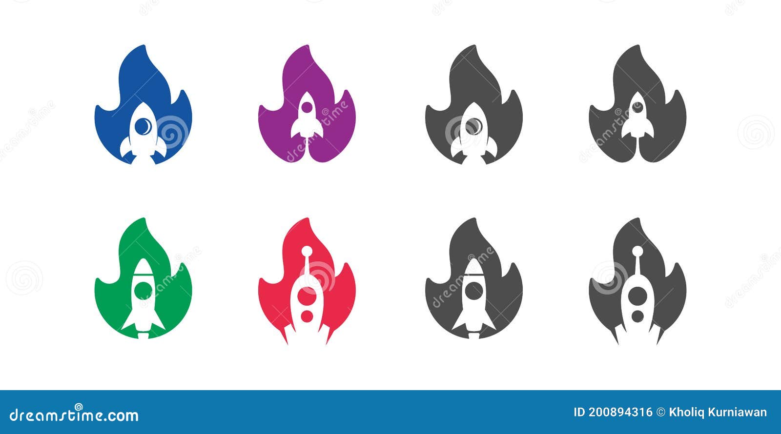 Set of Fire and Rocket Negative Space Logo Design Stock Vector ...