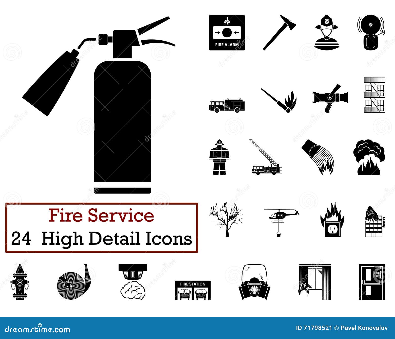 Set of 24 Fire Service Icon Stock Vector - Illustration of house, flame ...