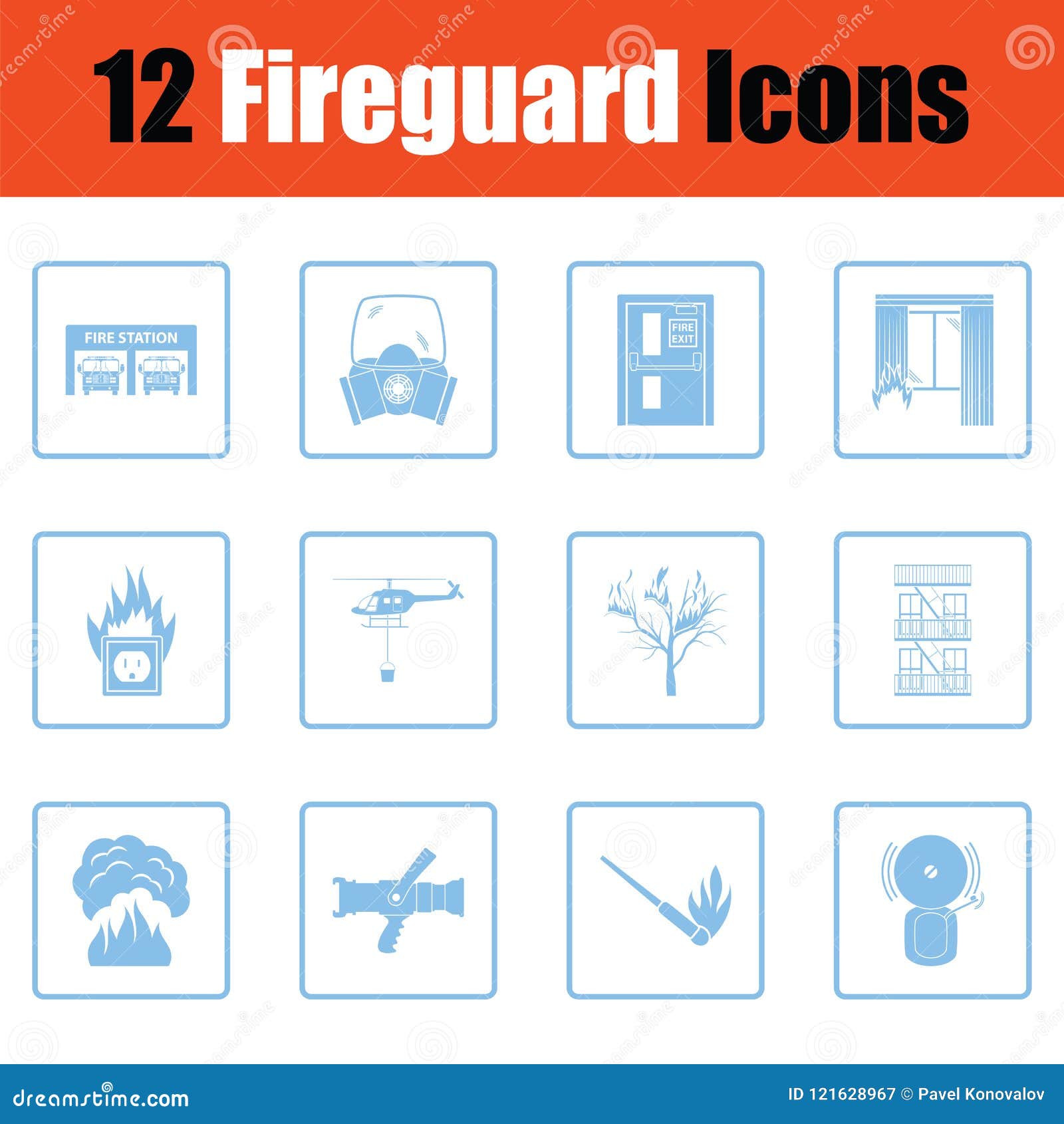 Set of fire service icons stock vector. Illustration of curtain - 121628967