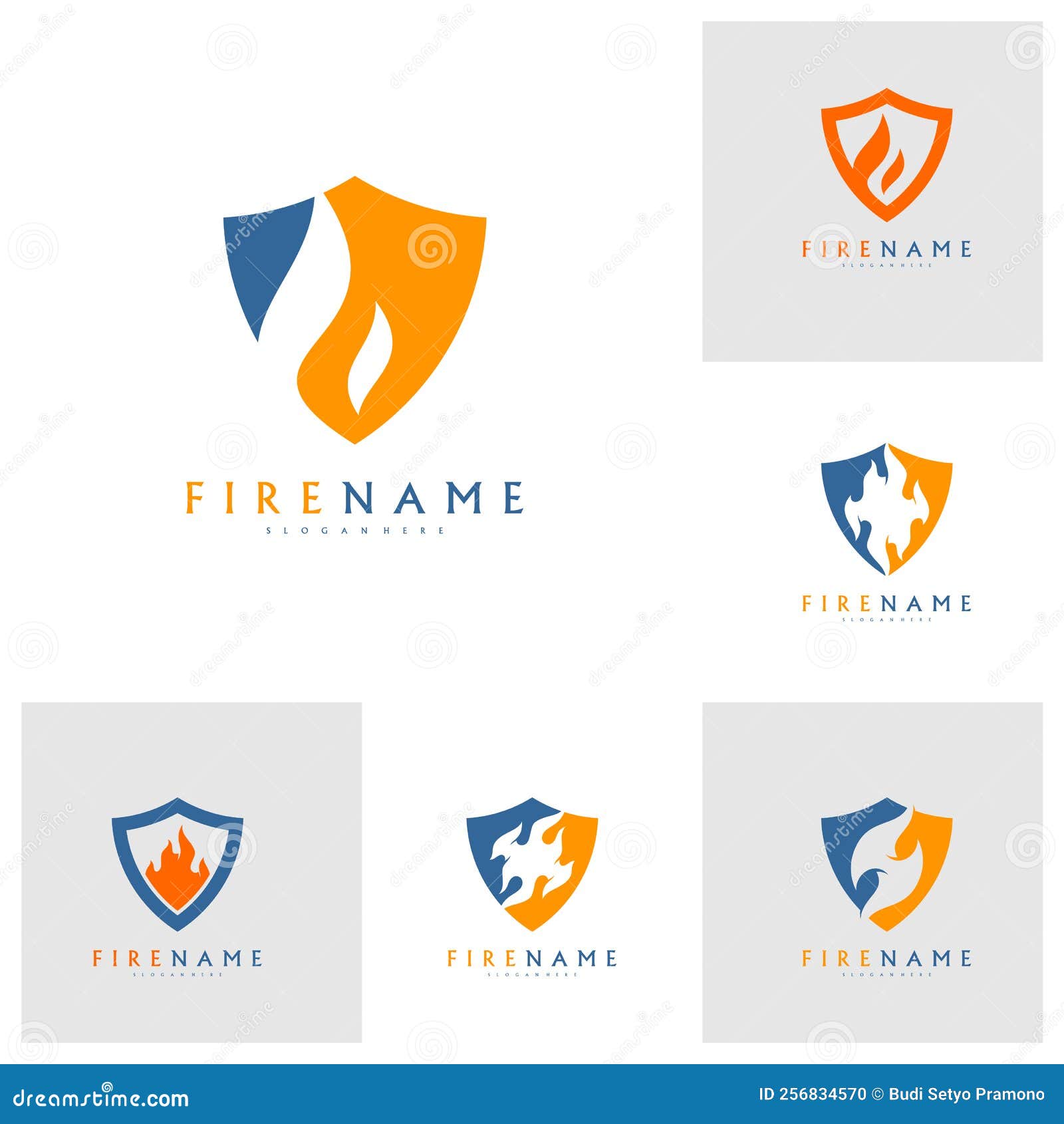 Set of Fire Shield Logo Design Element. Fire Warning Sign Shield Stock ...