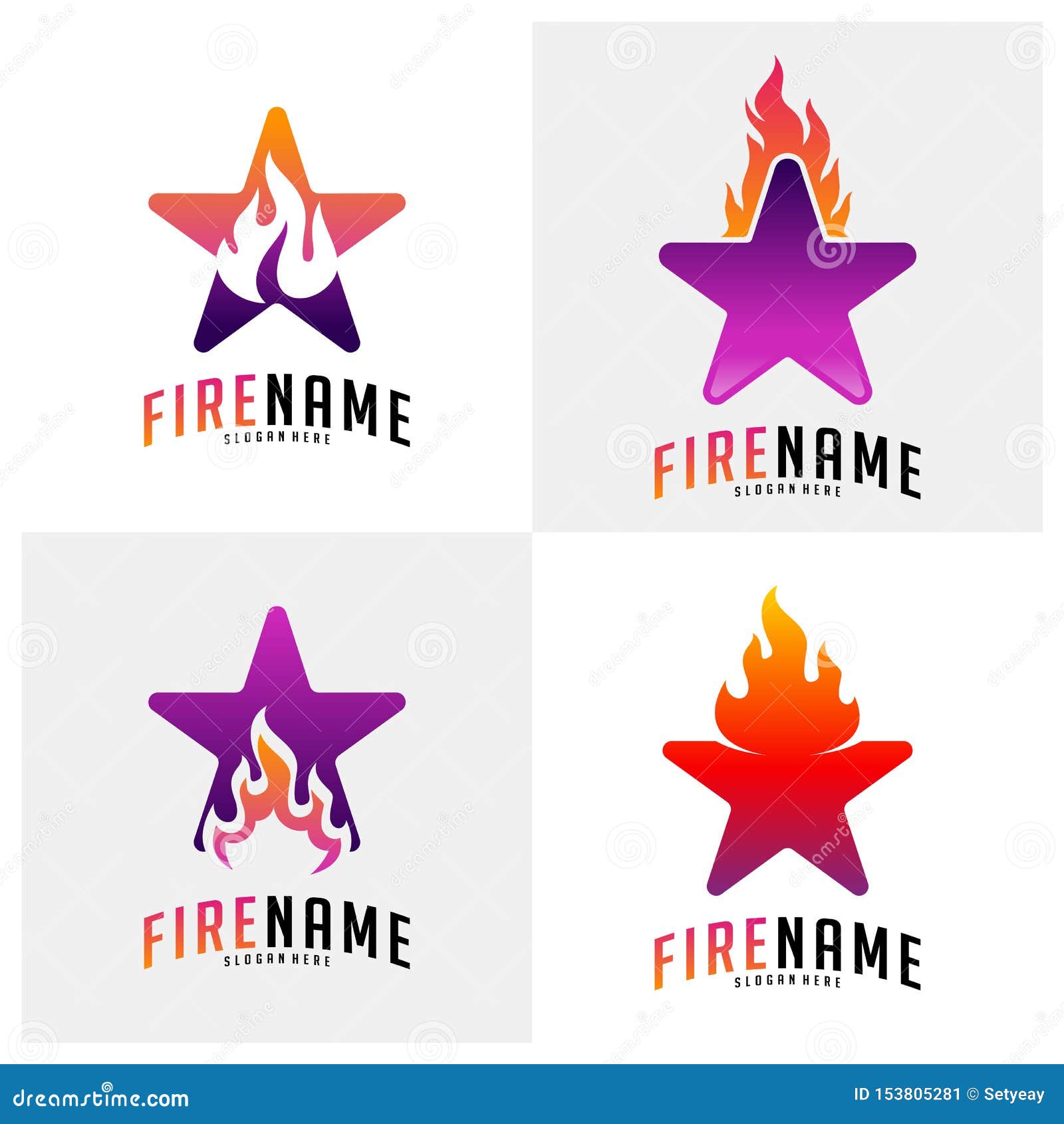 Set of Fire Stars Logo Vector. Logo Design Inspiration Vector Icons ...