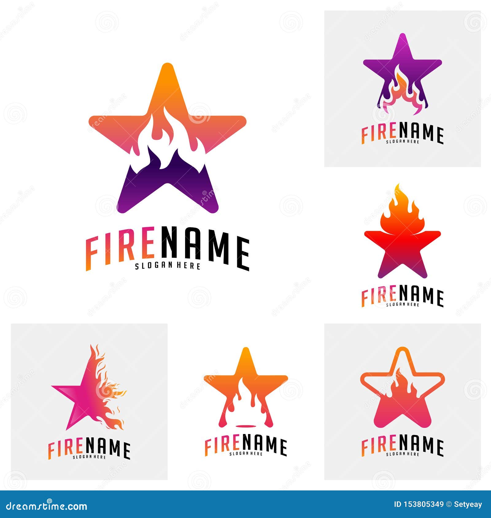 Set of Fire Stars Logo Vector. Logo Design Inspiration Vector Icons ...