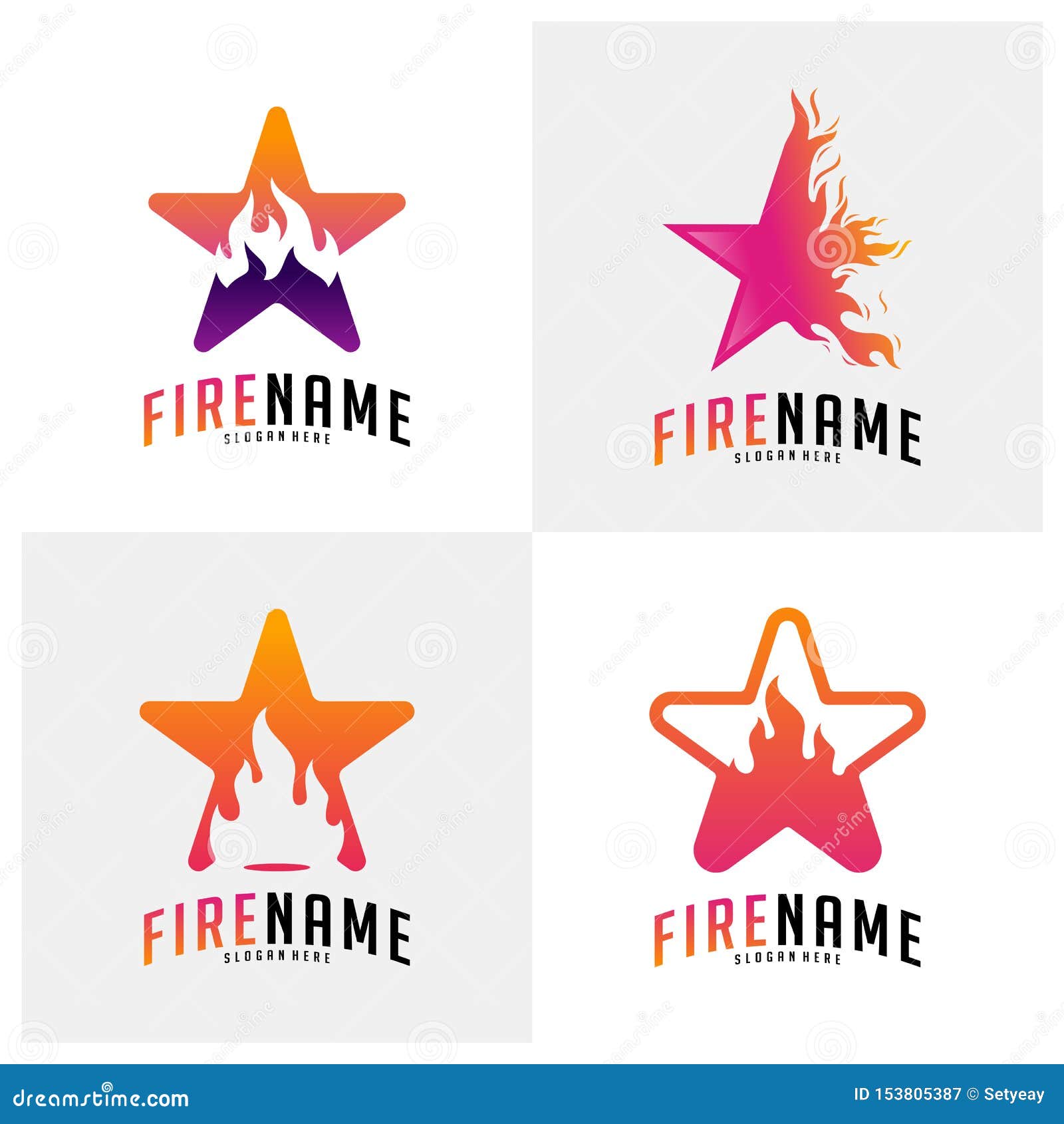 Set of Fire Stars Logo Vector. Logo Design Inspiration Vector Icons ...