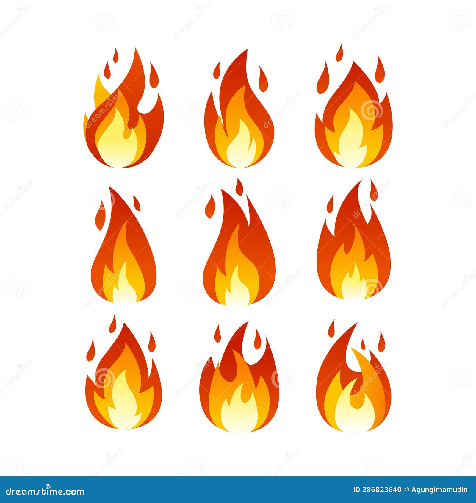 Set of Fire Symbol Icon Vector Illustration Stock Illustration ...