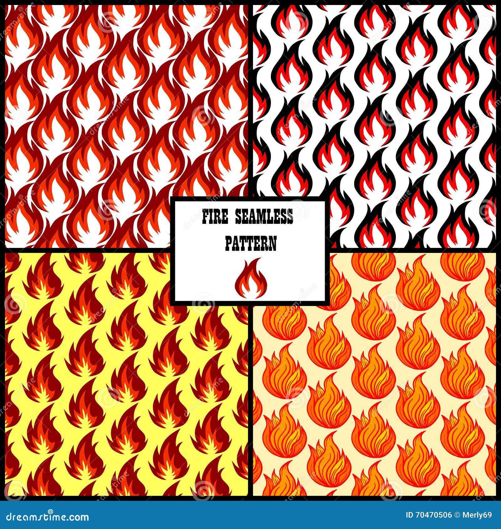 Set Of Fire Symbols Seamless Pattern Isolated On White Background ...