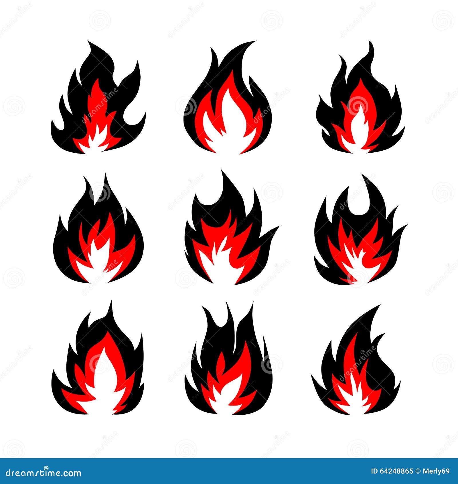 Fire Symbols Seamless Purple Pattern. Vector Illustration. Spurts Of ...