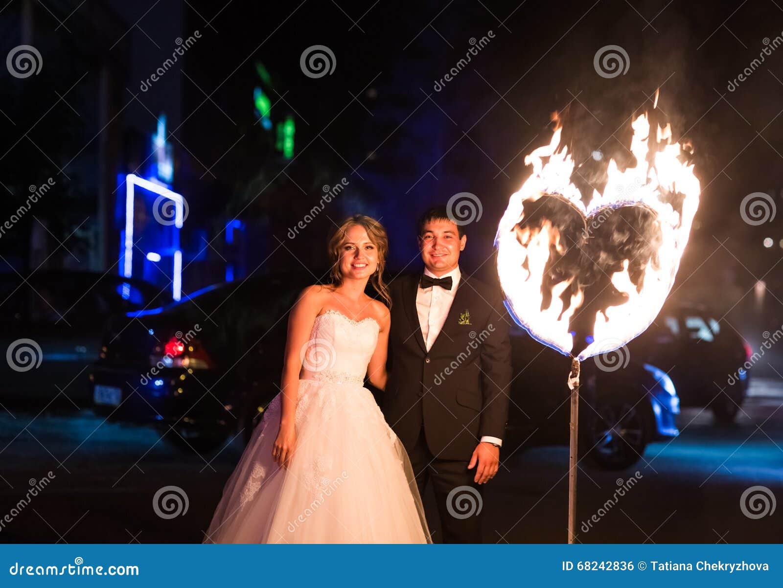 Set Fire To the Couple on Their Wedding Heart Stock Photo - Image of ...