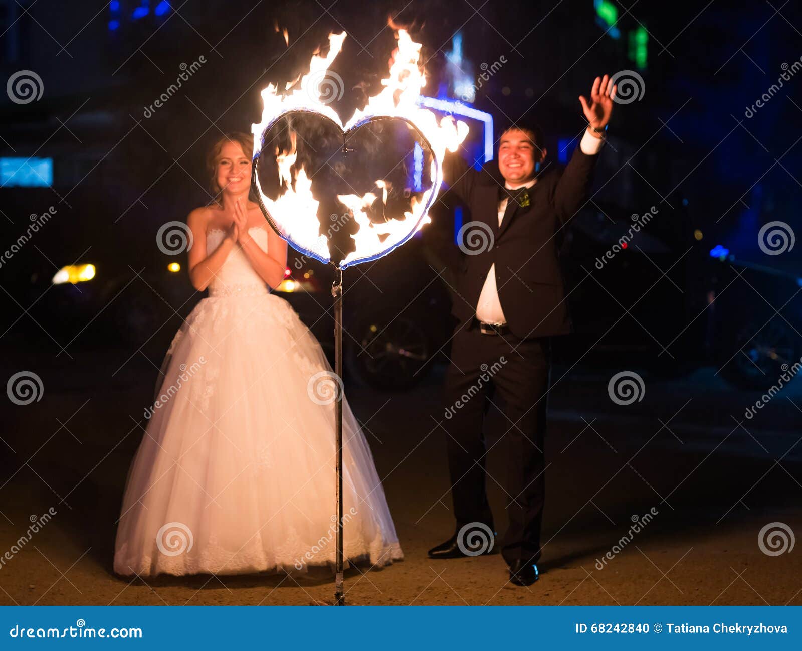 Set Fire To the Couple on Their Wedding Heart Stock Photo - Image of ...