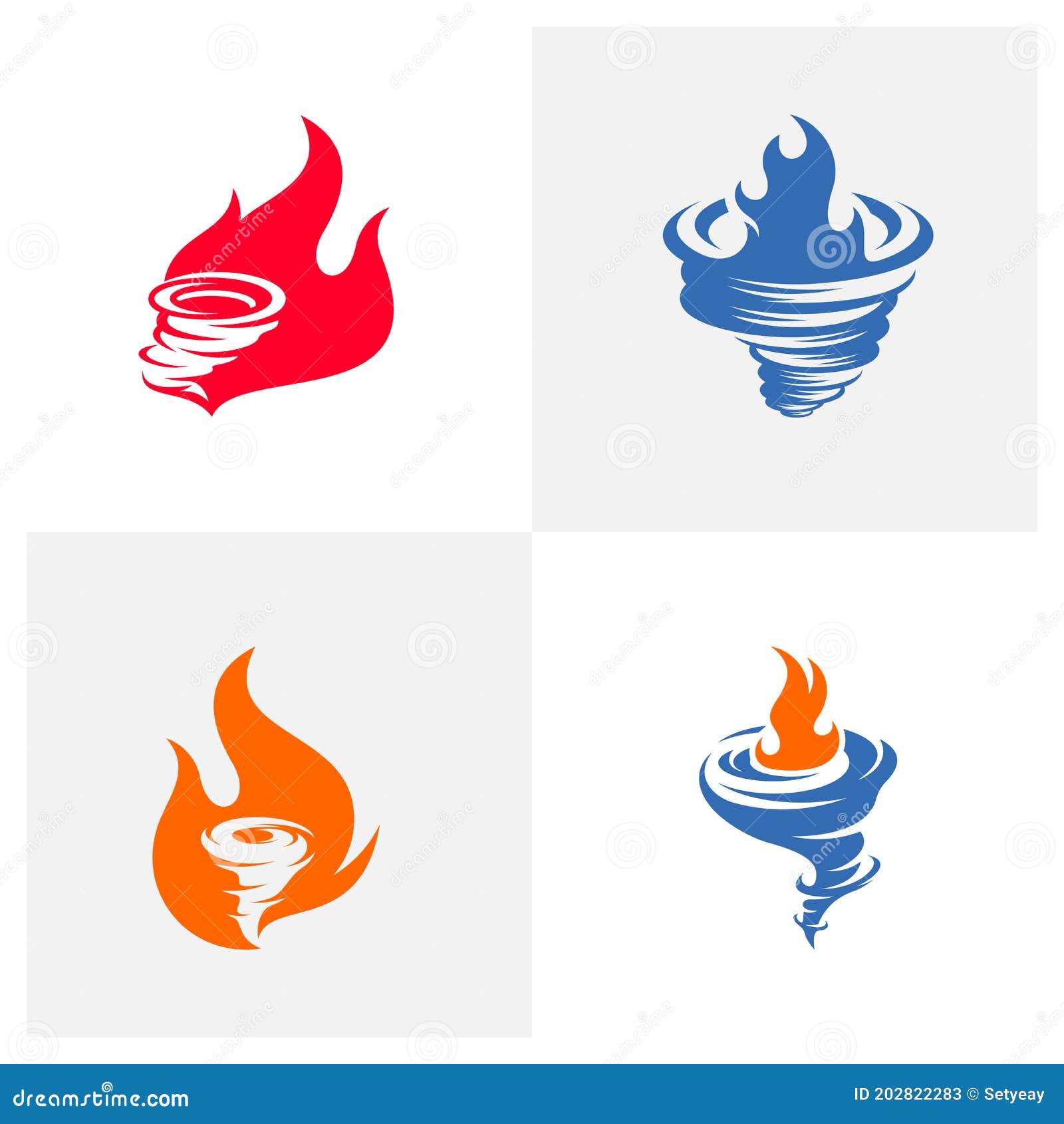Set of Fire Tornado Logo Vector Template, Creative Twister Logo Design ...
