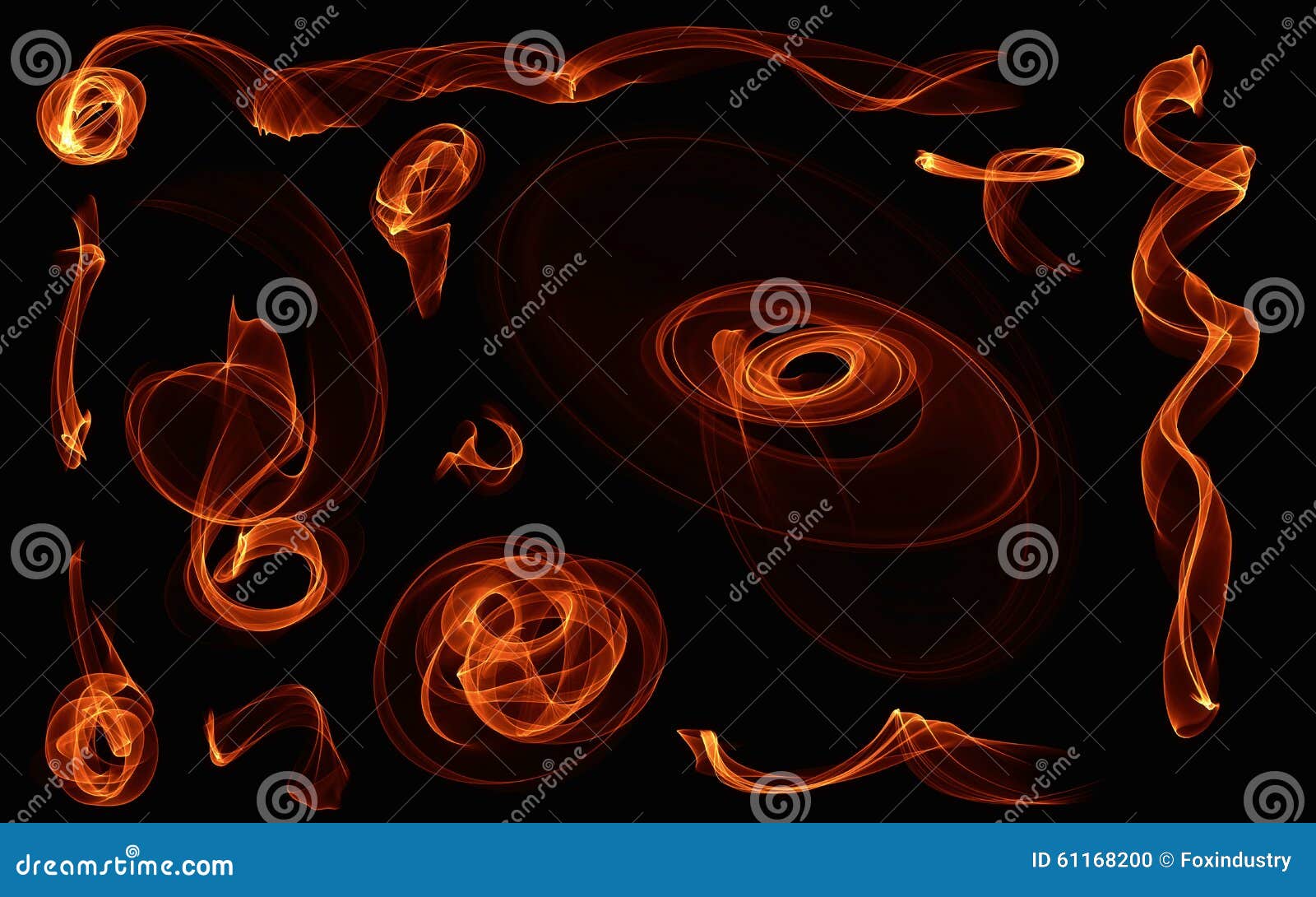 Set of Fire Waves Flow Smooth Abstract Background Template Stock ...