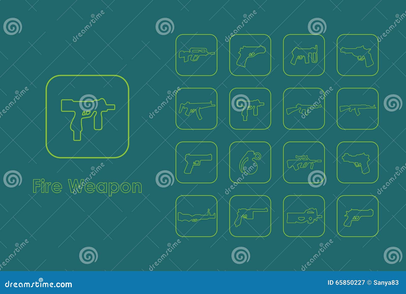 Set of Fire Weapon Simple Icons Stock Vector - Illustration of ...