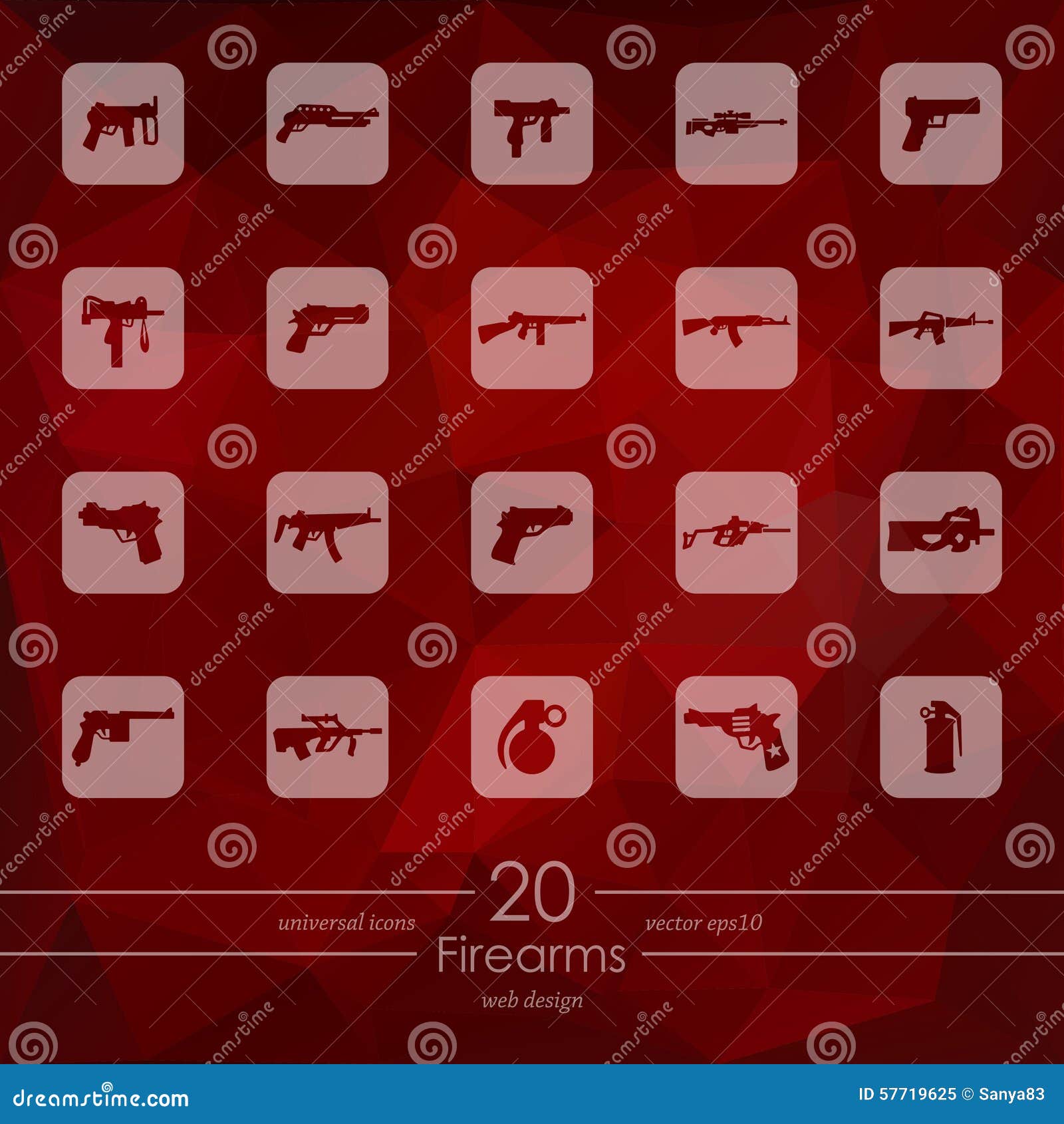 Set of firearms icons stock vector. Illustration of background - 57719625