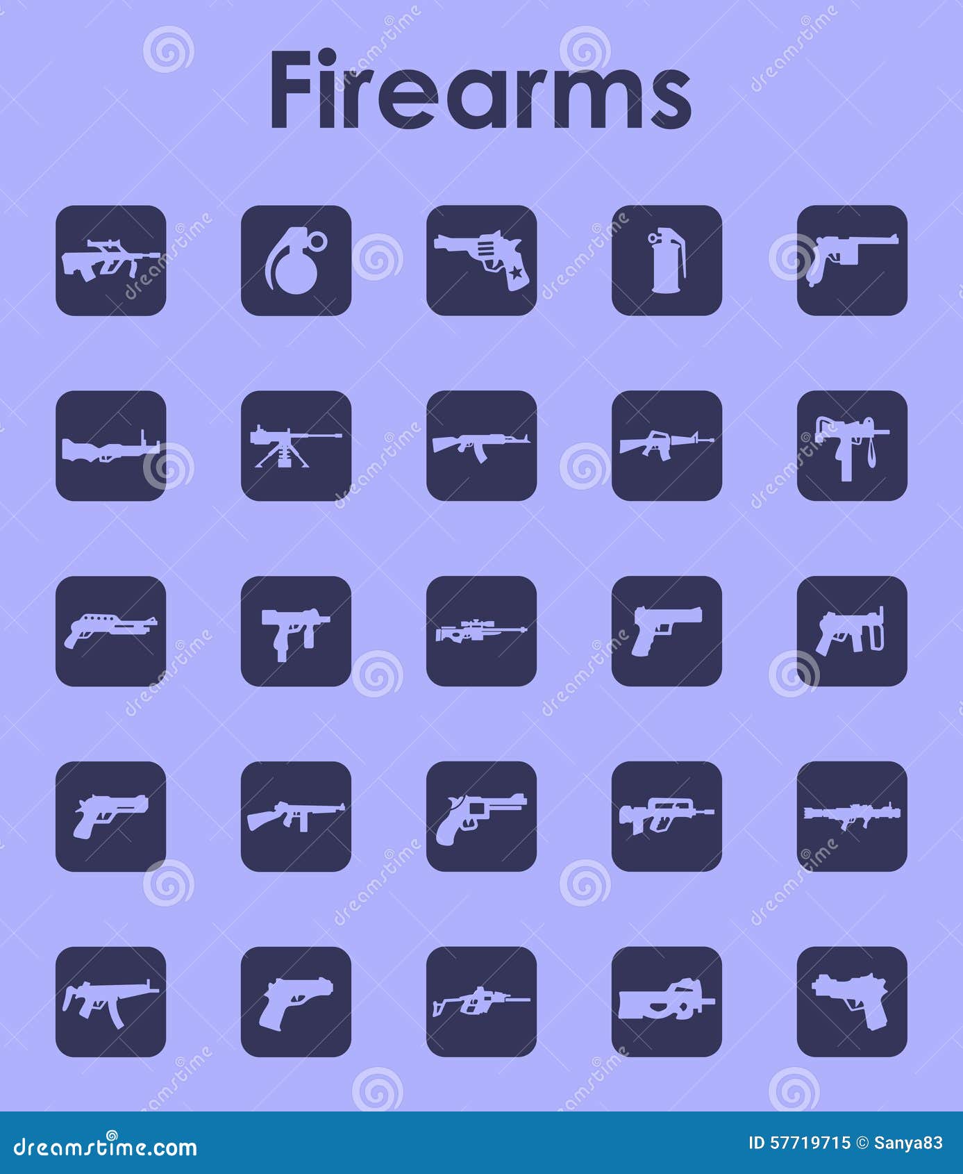 Set of Firearms Simple Icons Stock Vector - Illustration of barrel ...