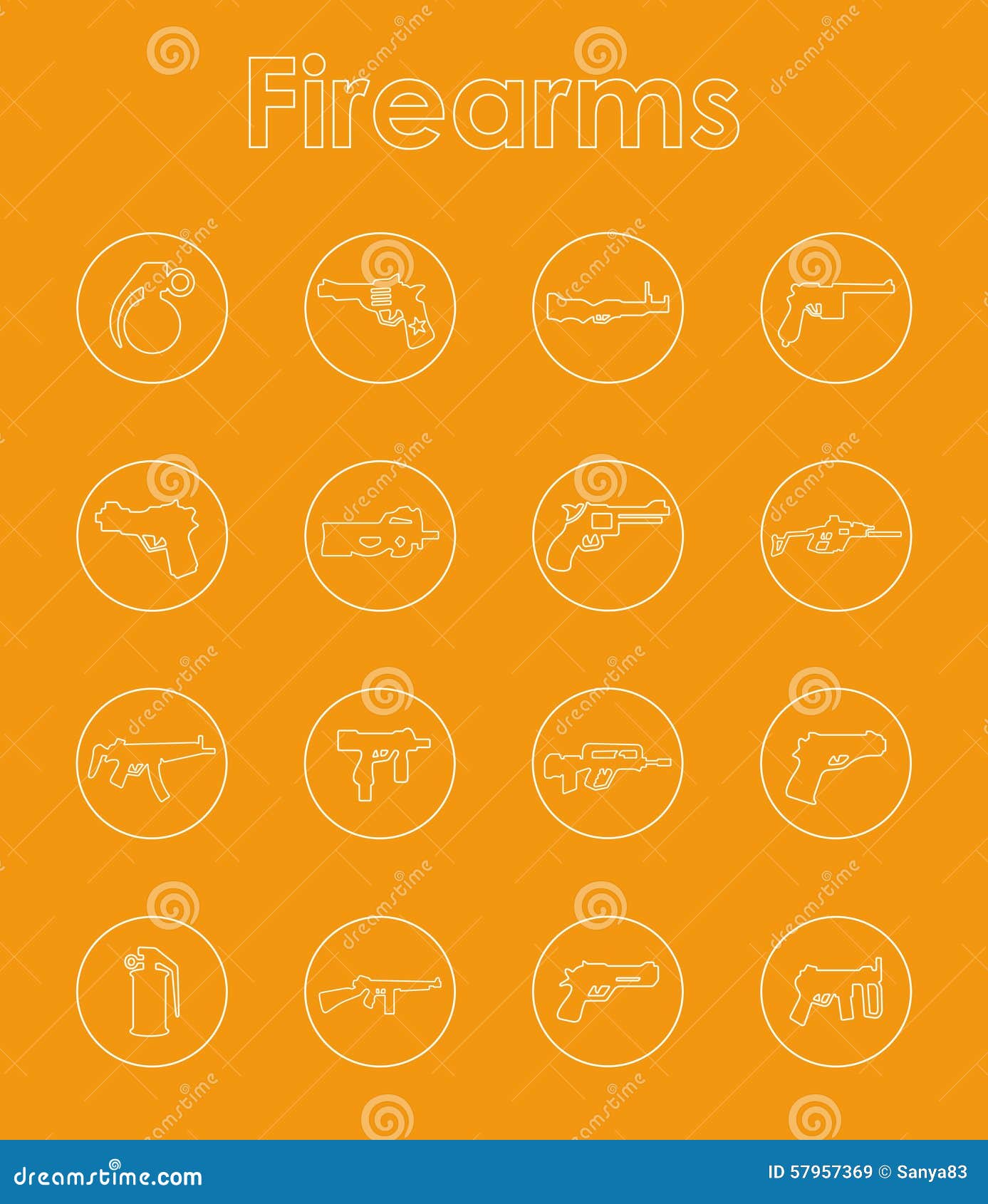 Set of Firearms Simple Icons Stock Vector - Illustration of army ...