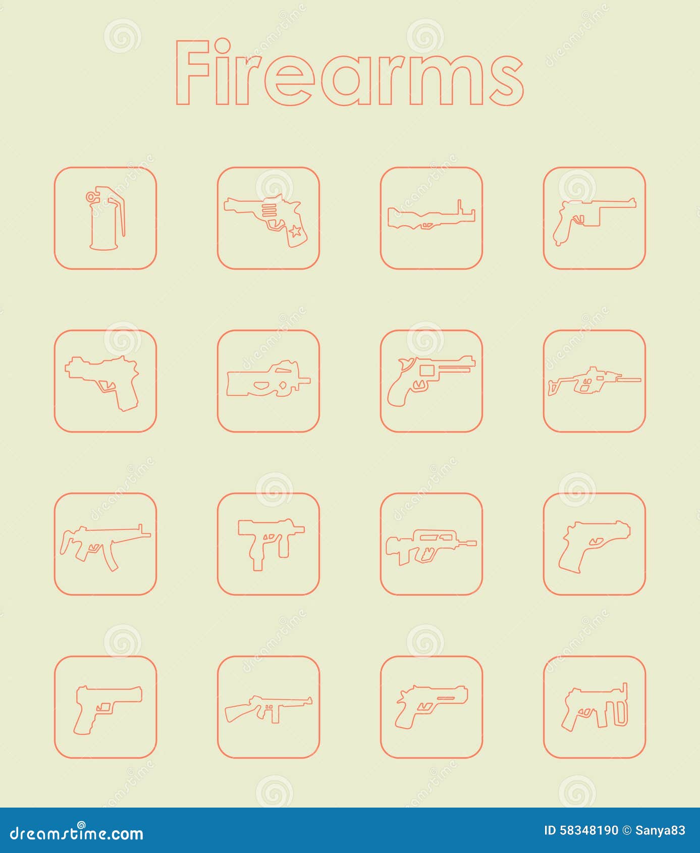 Set of Firearms Simple Icons Stock Vector - Illustration of machine ...