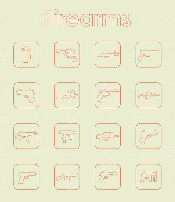 Set of Firearms Simple Icons Stock Vector - Illustration of machine ...