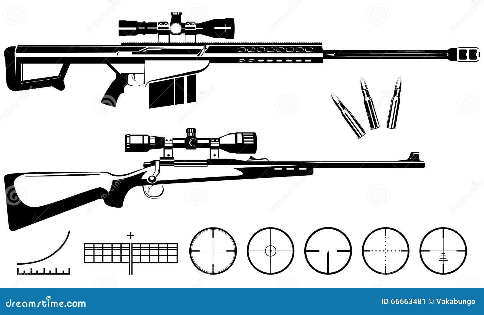 Set of Firearms Sniper Rifles and Targets Stock Vector - Illustration ...
