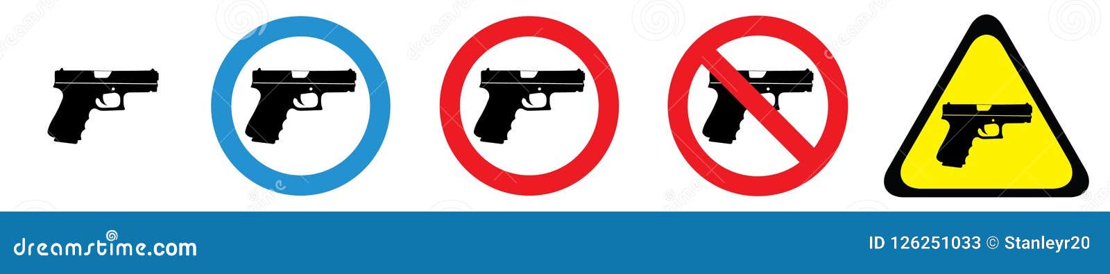 Set of Firearms Warning Signs Stock Vector - Illustration of ...