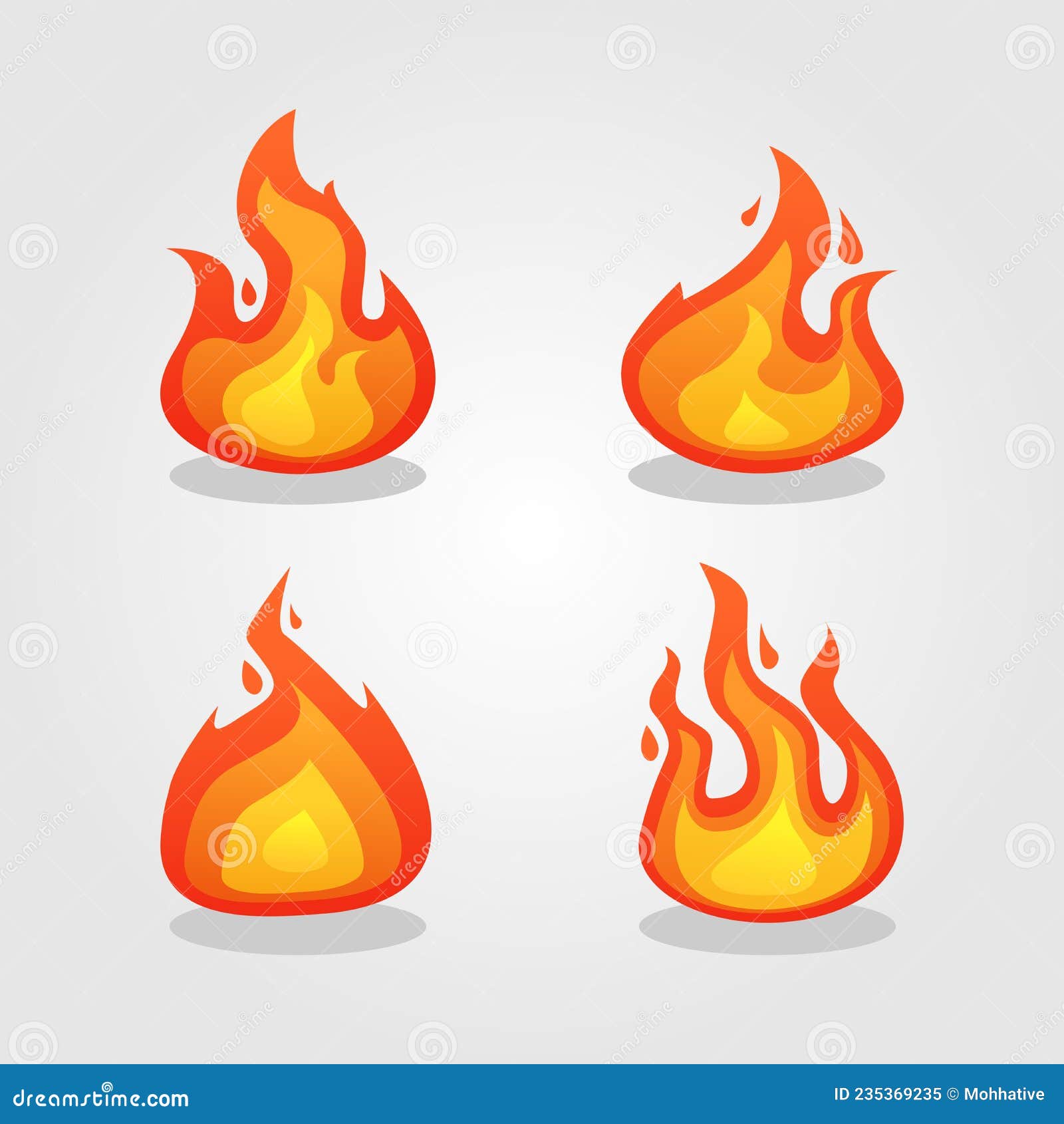 A Set of Fireball Vector Illustration with a Cartoon Style Stock Vector ...