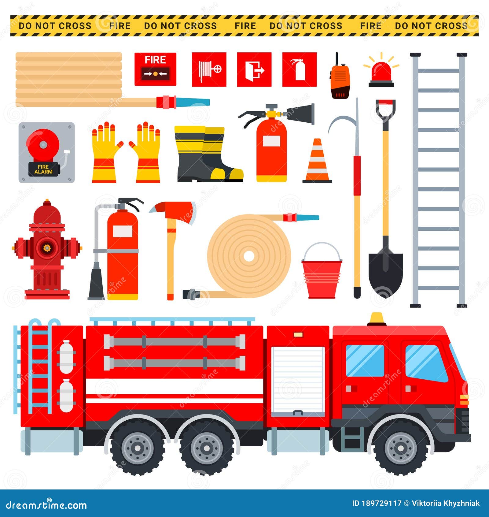Firefighter Icons Collage Cartoon Vector | CartoonDealer.com #76399675