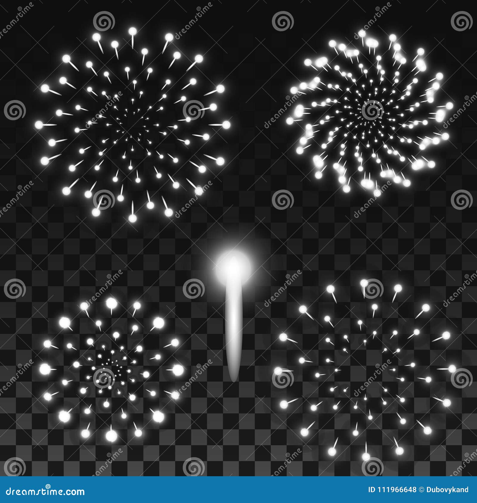 Realistic Silver Fireworks Isolated on Transparent Background Stock ...
