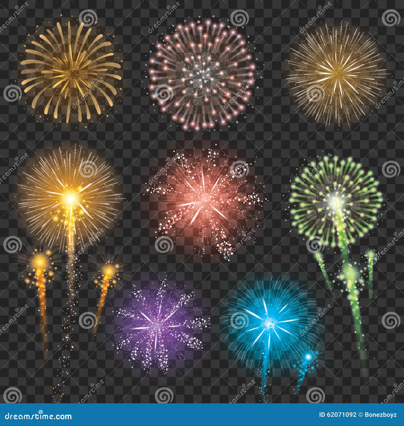 Set of Firework Illustrations Stock Vector - Illustration of graphic ...
